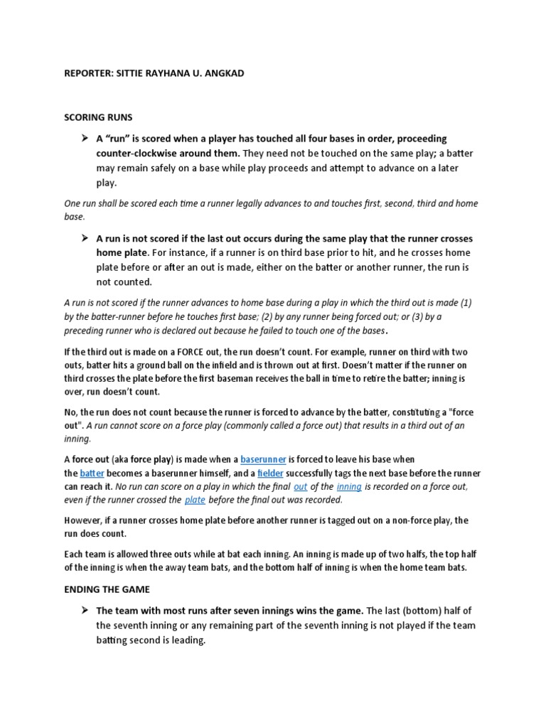 Scoring Run | PDF | Summer Sports | Sports Rules And Regulations