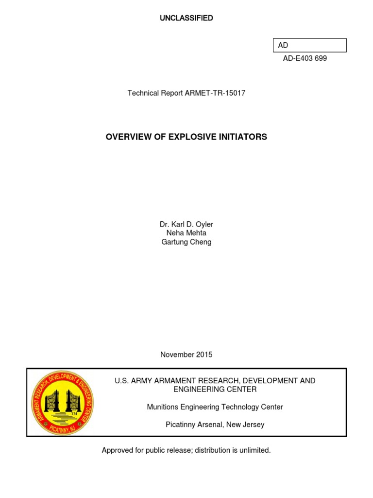 Ada625185 - Overview of Explosive Initiators PDF | PDF | Fuze | Ballistics