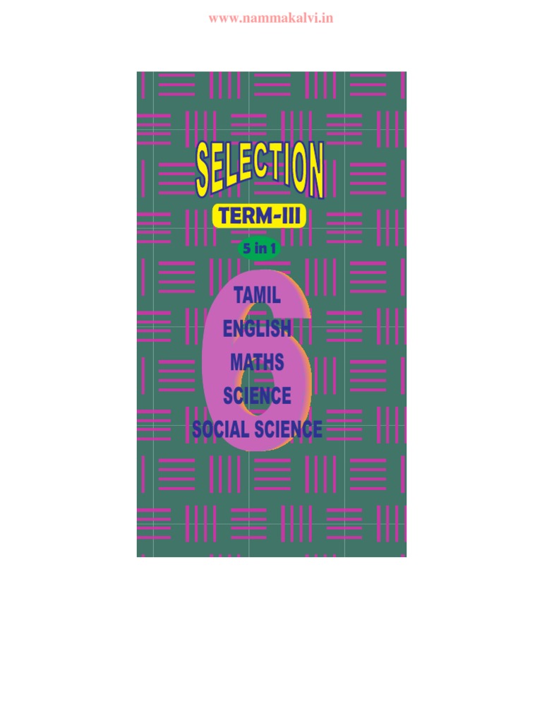 Namma Kalvi 6th Standard 5 in 1 Selection Guide em Term 3 218553 | PDF ...