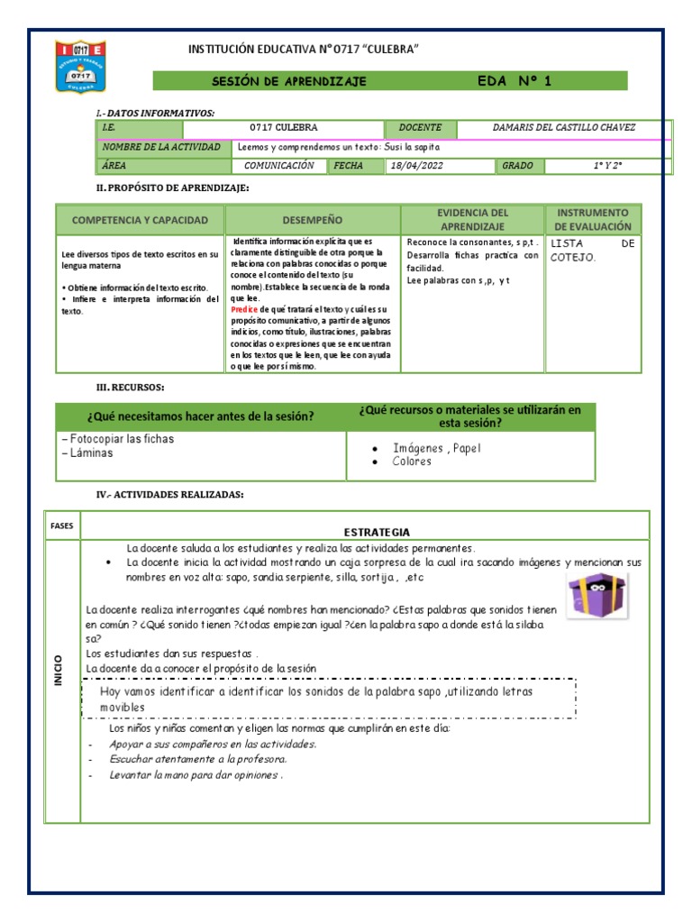 SESION - 18-04-22. LEE Letra S | PDF | Palabra | Sílaba