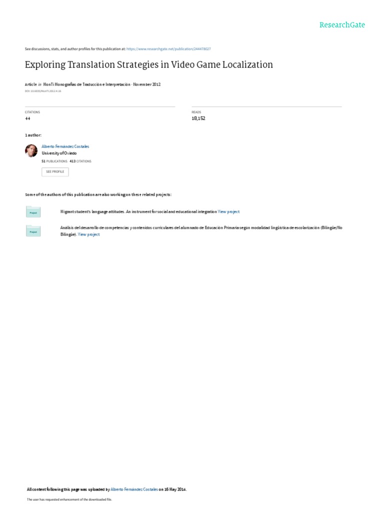 Exploring Translation Strategies in Video Game Localization: Article | PDF | Translations ...