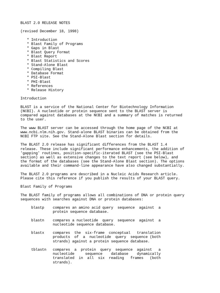 Blast | PDF | Sequence Alignment | National Center For Biotechnology Information