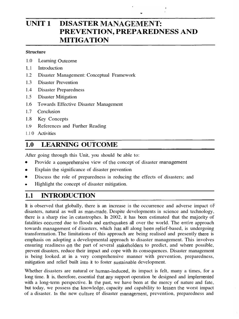 Disaster Management - Prevention, Preparedness and Mitigation | PDF ...