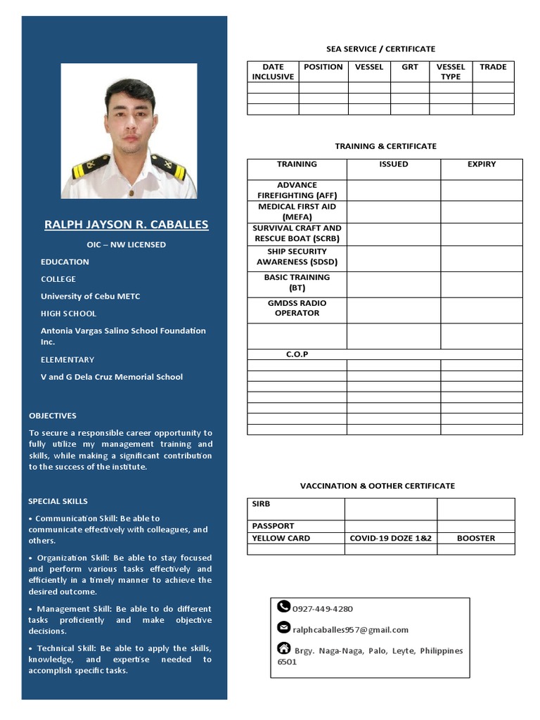 Ralph Jayson R. Caballes: Oic - NW Licensed Education | PDF