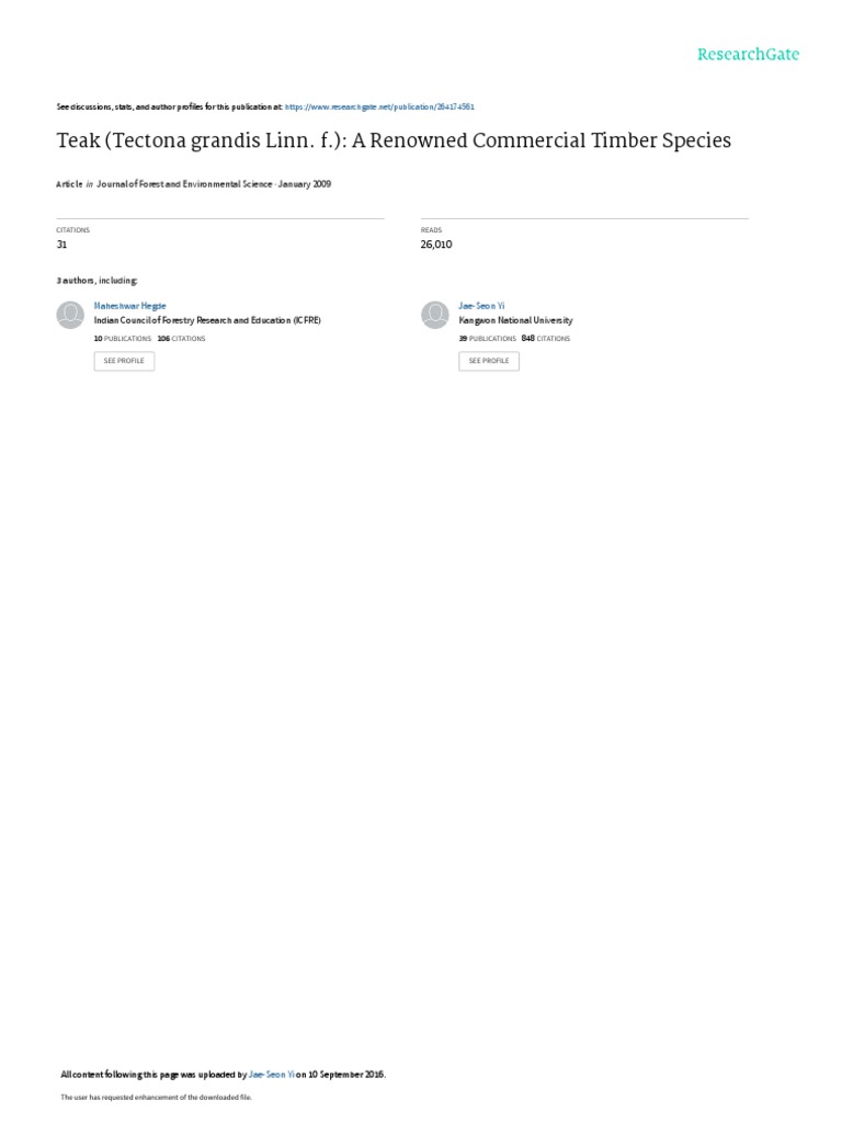 Teak Tectona Grandis Linn F A Renowned Commercial | Download Free PDF ...