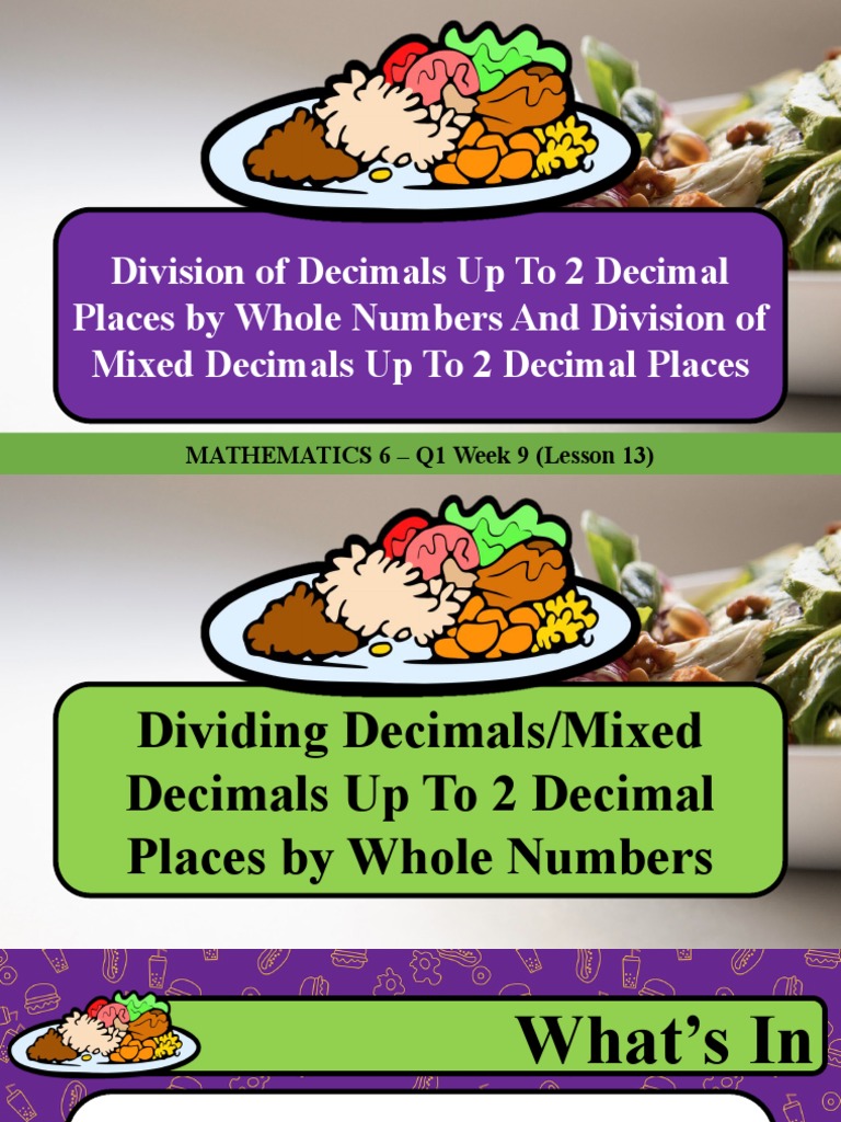 Math 6 Wk 9 L13 Division Of Decimal Numbers Pdf Division