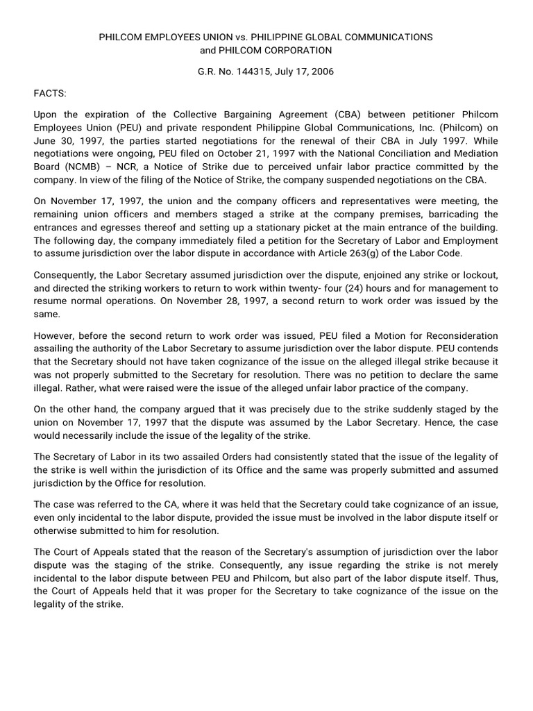 114 Philcom Employees Union V Phil Global Comm | PDF | Electron ...