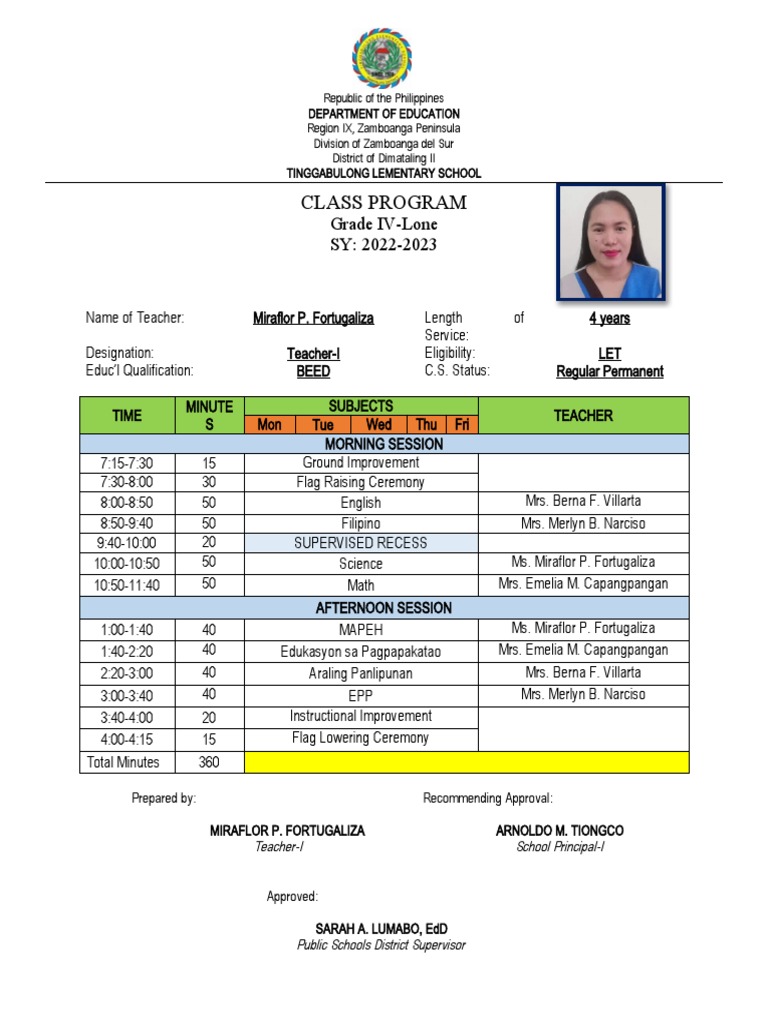 CLASS PROGRAM 2022 - f2f | PDF | Educational Organizations | School Types