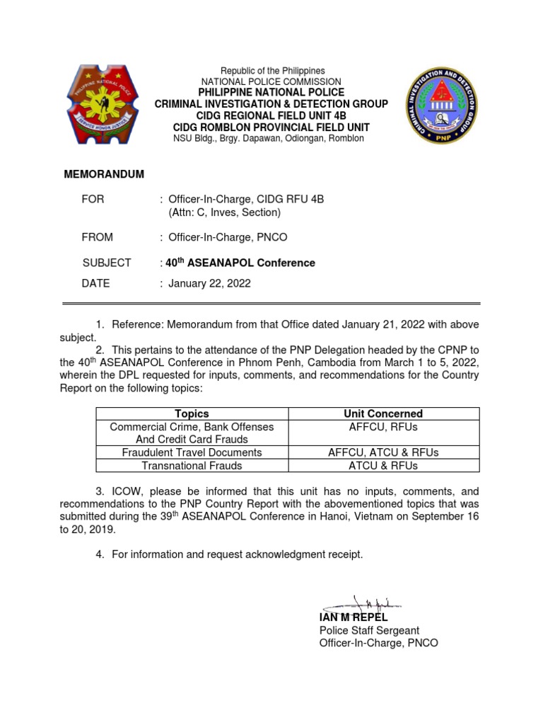 40th ASEANAPOL Conference | PDF