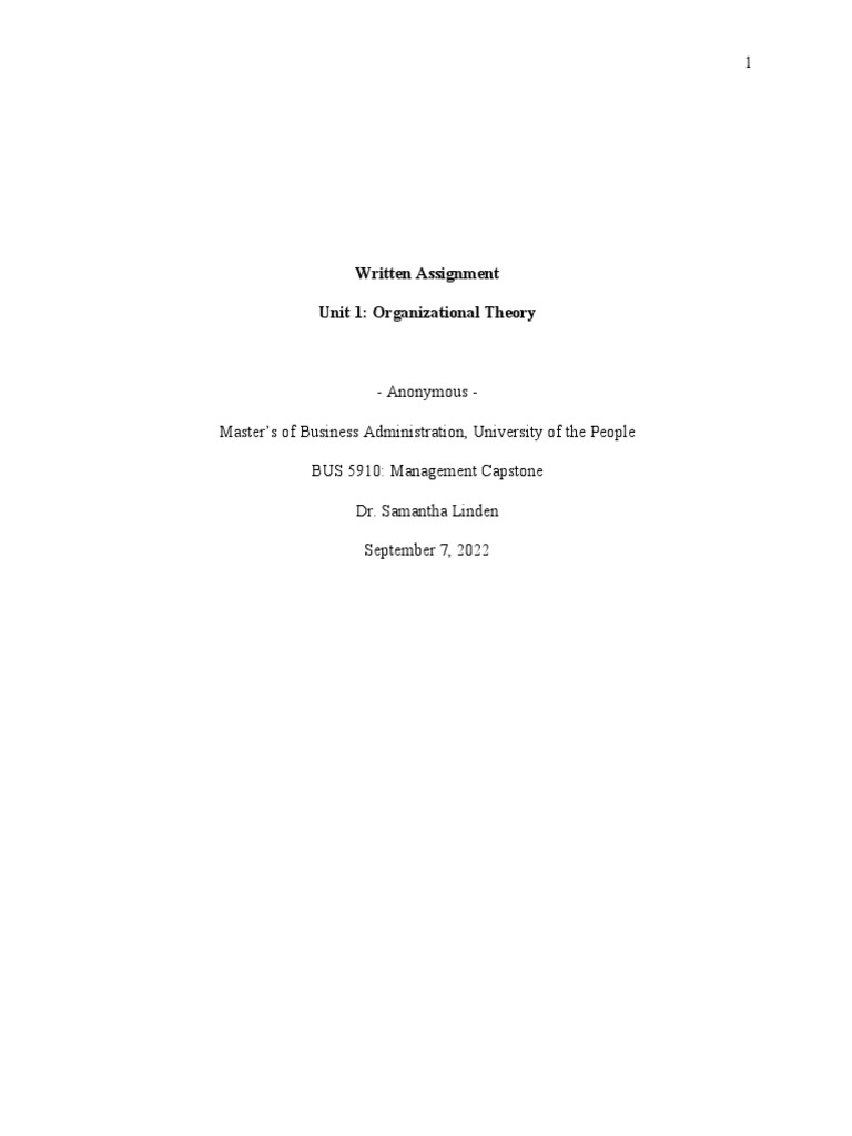 BUS 5910 Written Assignment Unit 1 | PDF | European Union | Strategic Management