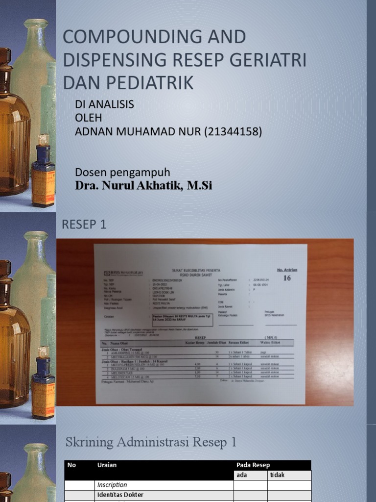COMPOUNDING AND DISPENSING RESEP GERIATRI DAN PEDIATRIK Adnan | PDF