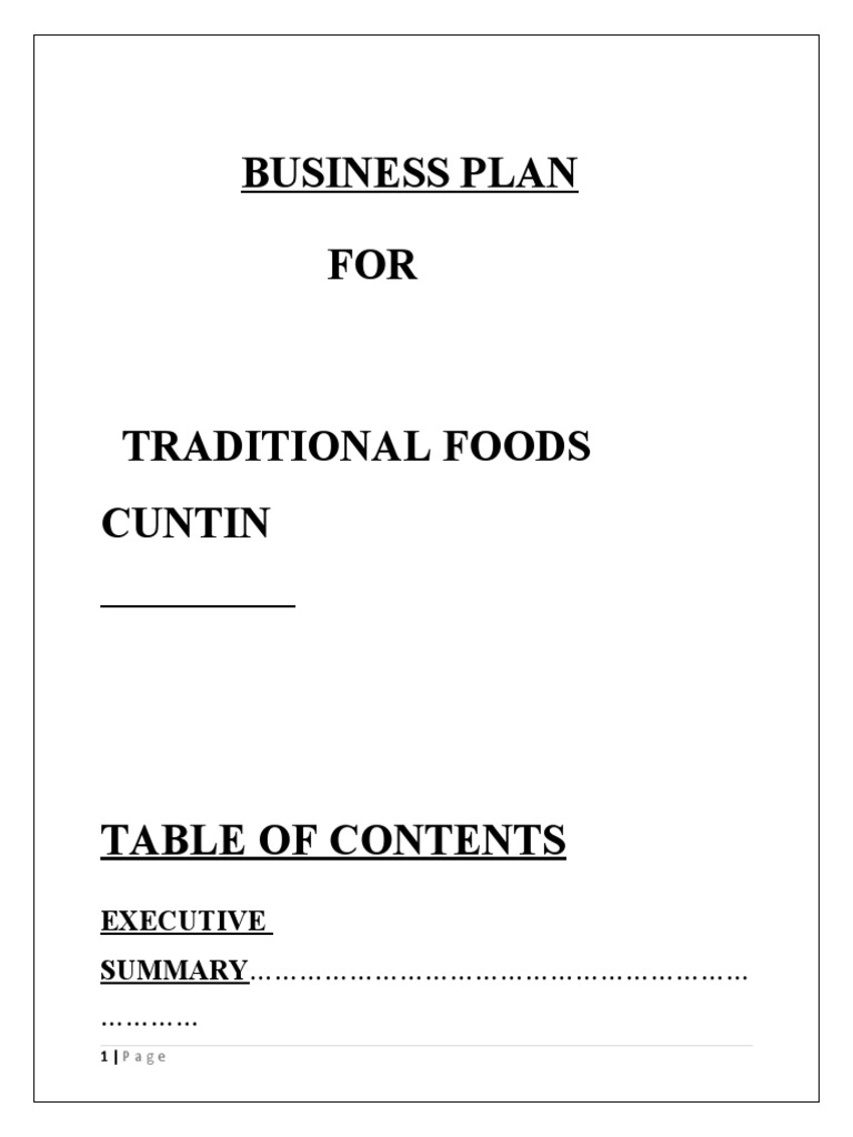 Business Plan for Traditional Foods | PDF | Pricing | Business