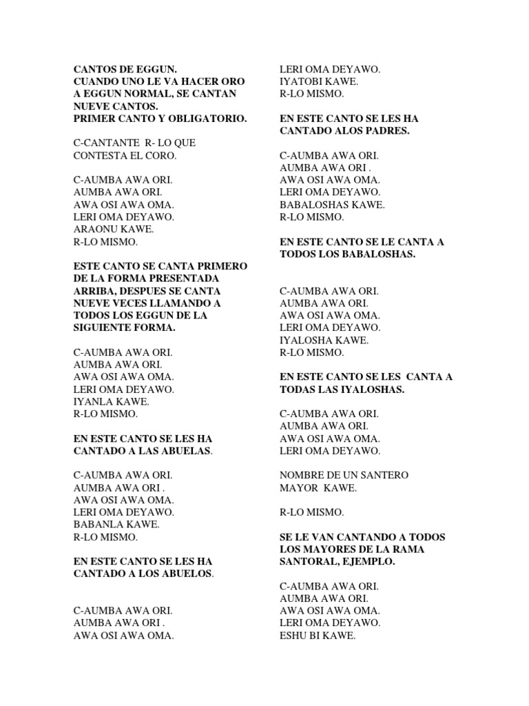 Cantos de Eggun Suyeres | PDF