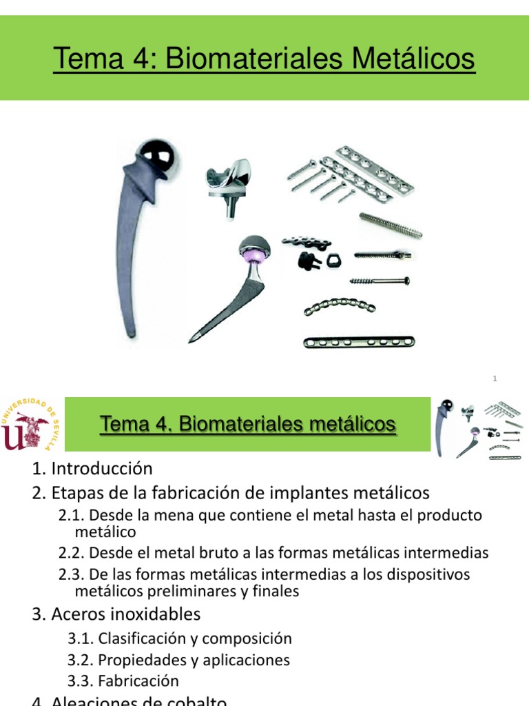 Tema 4. Biomateriales Metálicos | PDF | Corrosión | Acero inoxidable