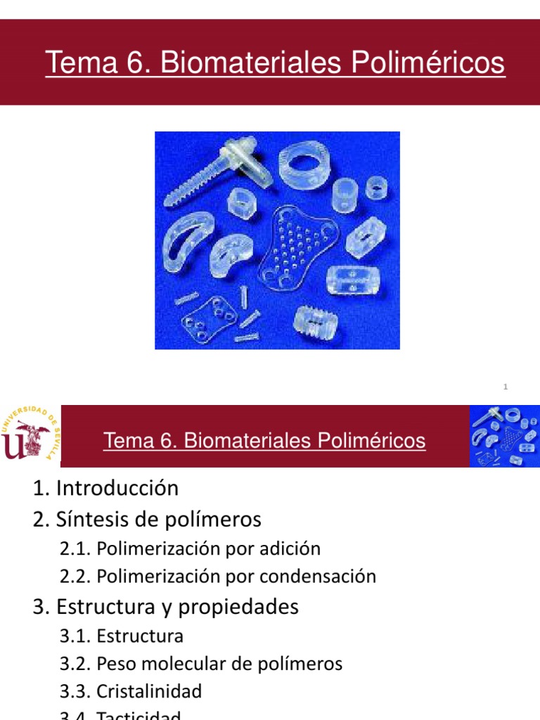 Tema 6. Biomateriales Poliméricos | PDF | Polímeros | Silicona