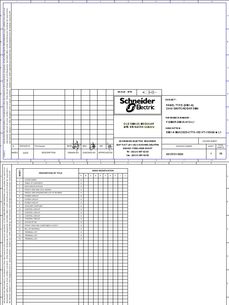 Panel Type (Dm1-A) 24Kv Switchgear Sm6: Scale: NTS | PDF | Switch | Relay