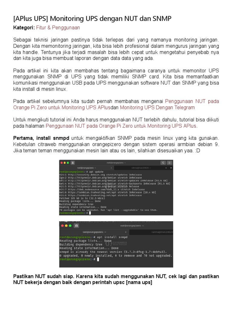 Monitoring UPS via NUT & SNMP | PDF