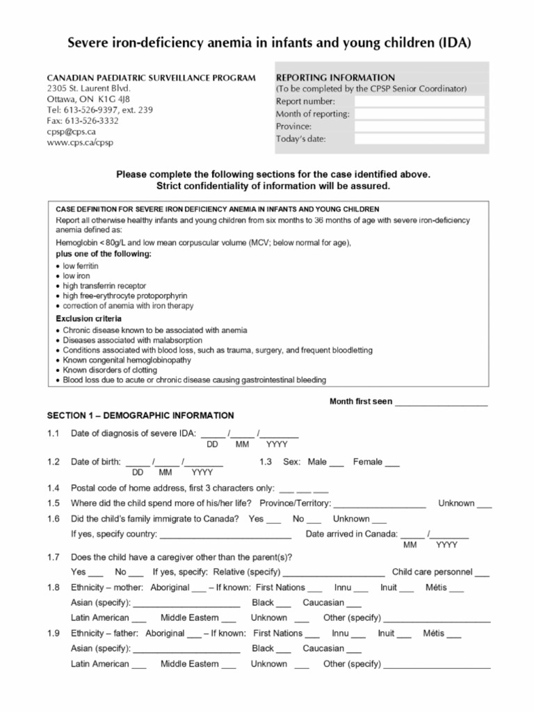 Microsoft Word IDA - Doc Iron Deficiency Anemia Questionnaire | PDF