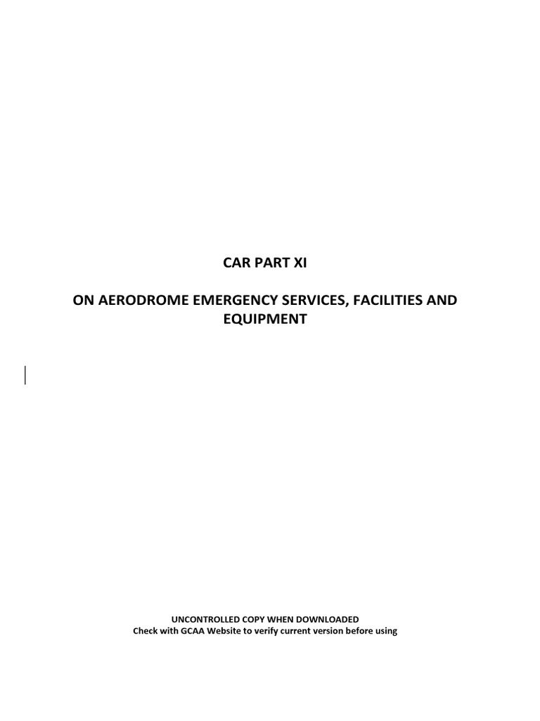 Car Part Xi On Aerodrome Emergency Services, Facilities and Equipment ...
