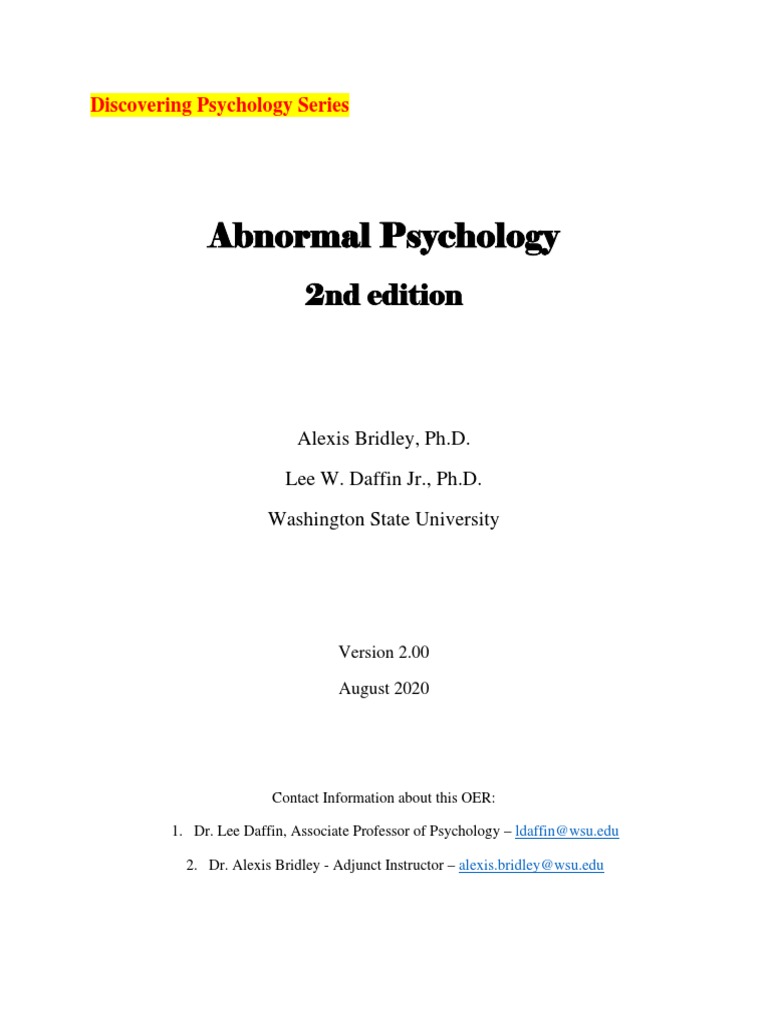 Abnormal Psychology: 2nd Edition Overview | PDF | Mental Disorder ...