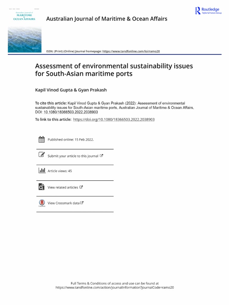 Assessment of Environmental Sustainability Issues For South-Asian ...