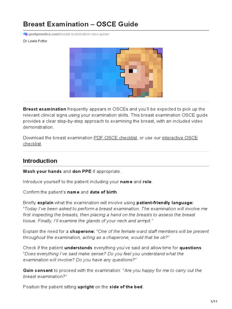 Breast Examination OSCE Guide | PDF | Nipple | Breast