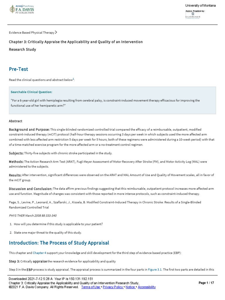 Lesson 3 Critically Appraise The Applicability and Quality of An ...