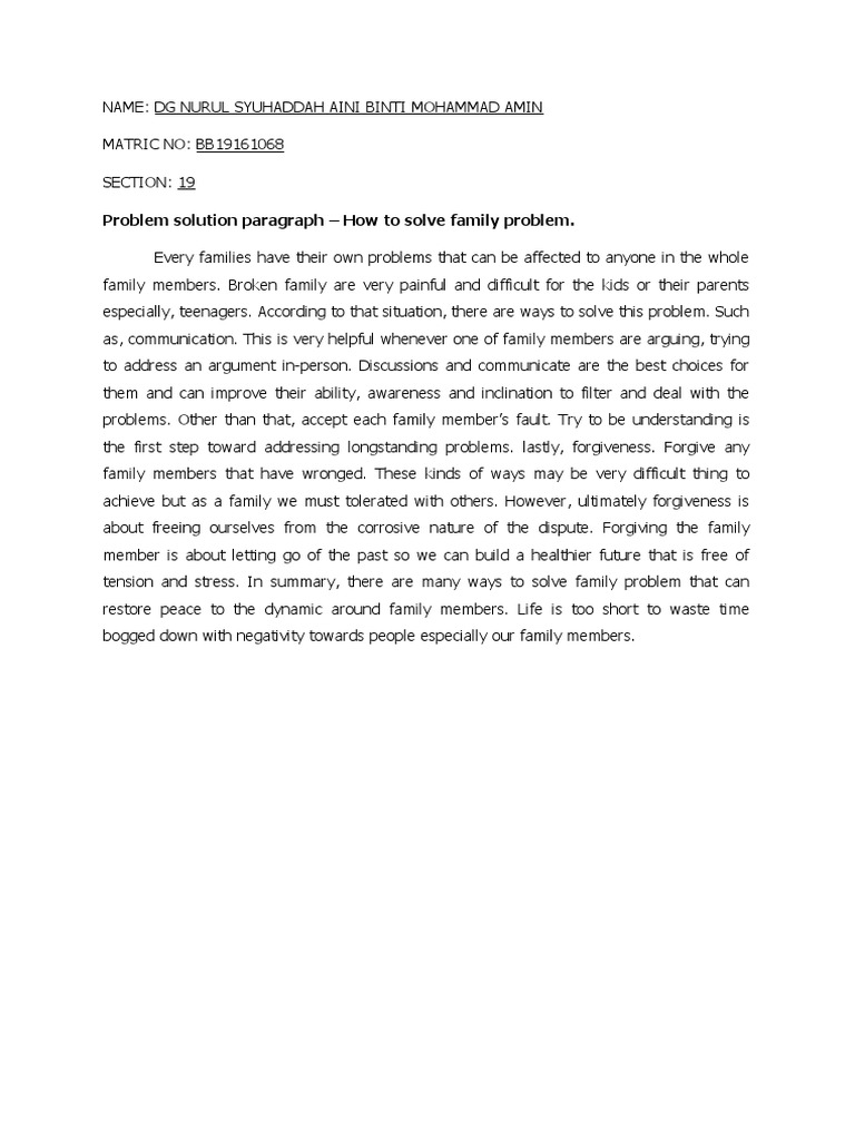 Solutions for Family Problems | PDF
