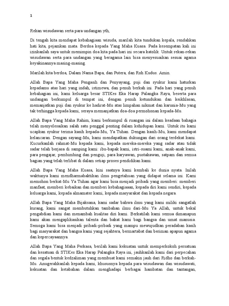 Doa Syukur Wisuda Katolik | PDF