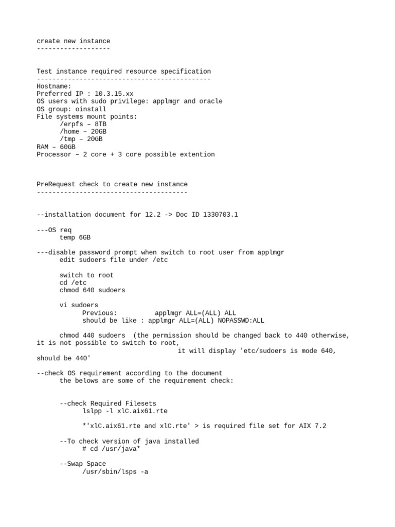 Configuration Checklist For Setting Up A New Oracle Erp 12c Instance On Aix 7 2 Pdf