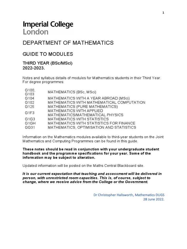Year 3 Moduleguide 2223 | PDF | Mathematical Optimization | Fluid Dynamics