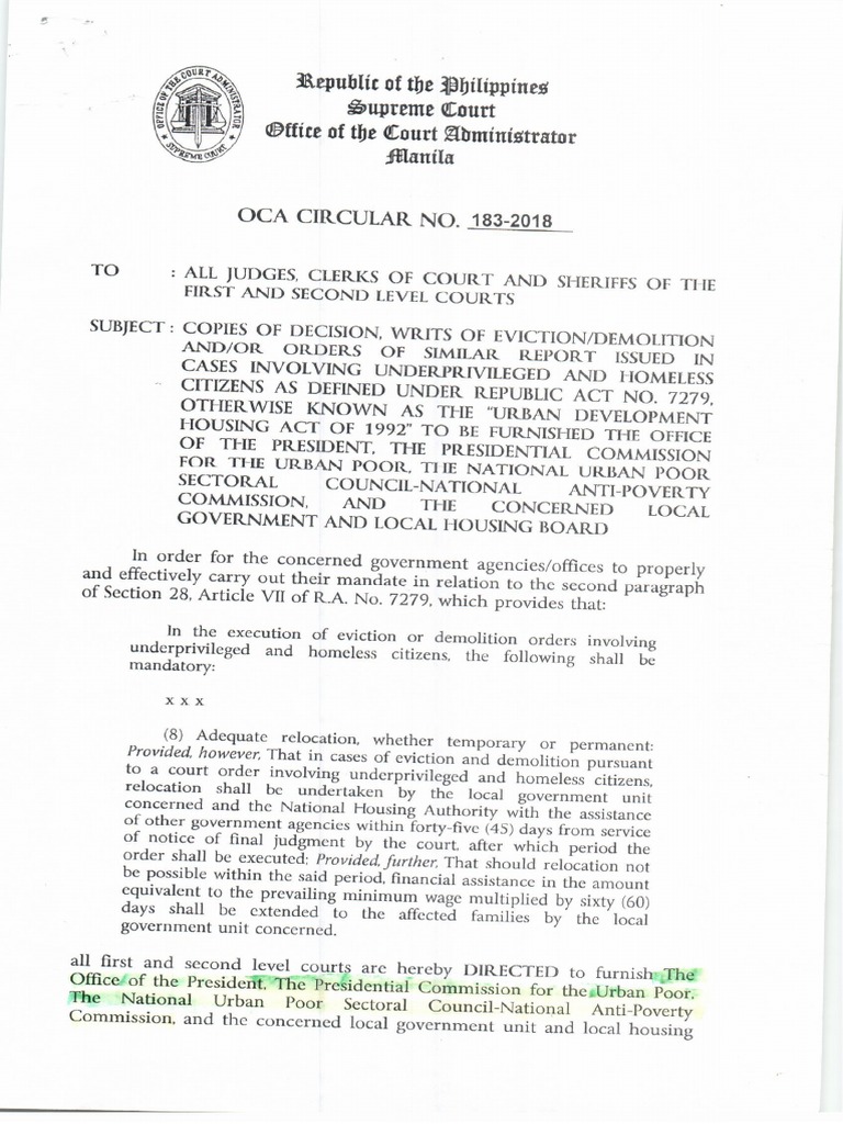 OCA Circular No. 183-2018 | PDF