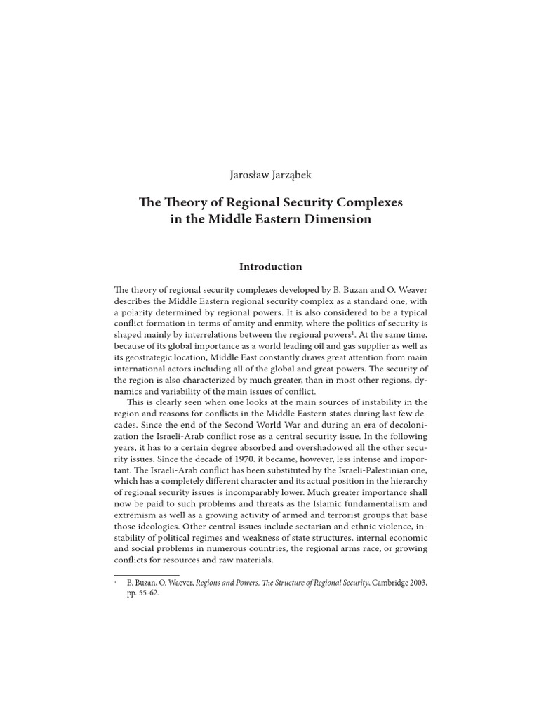 The Theory of Regional Security Complexe | PDF | Middle East | Iraq