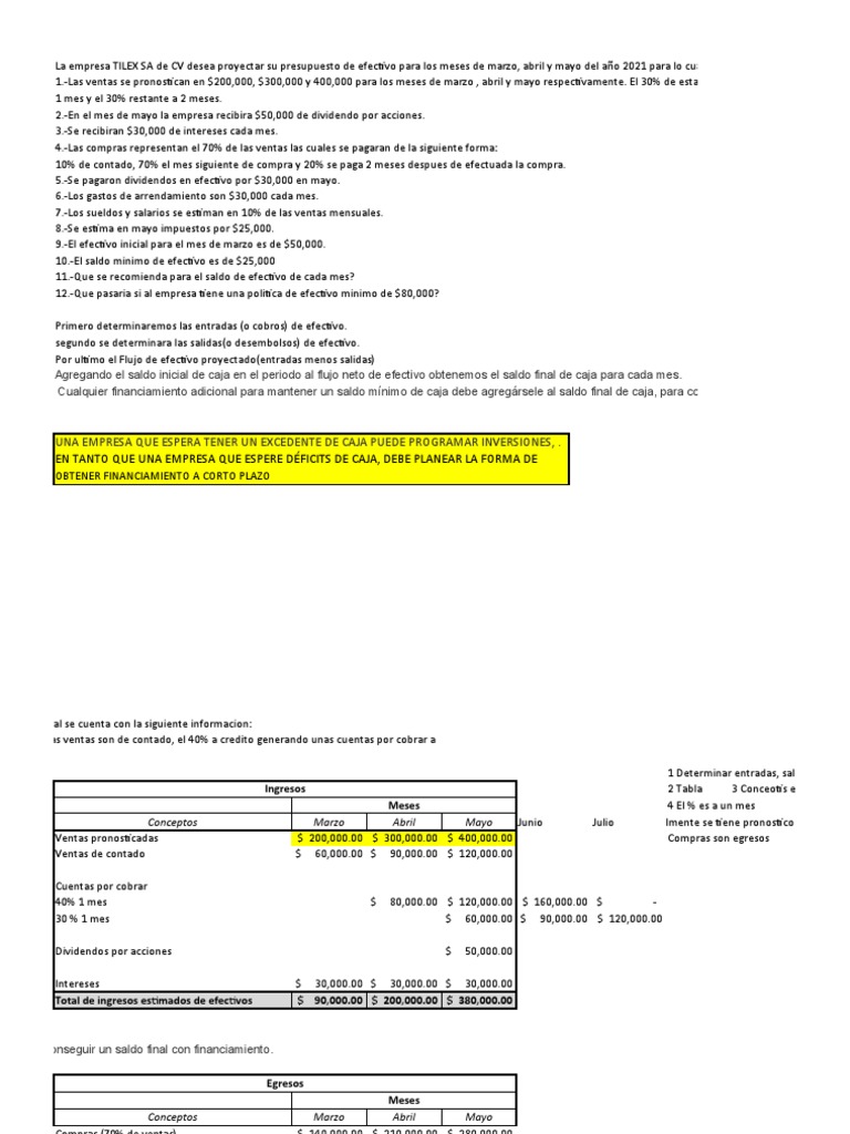 Ejercicio Clase Presupuesto de Efectivo | PDF | Presupuesto | Economias Ejercicio Clase Presupuesto de Efectivo | PDF | Presupuesto | Economias