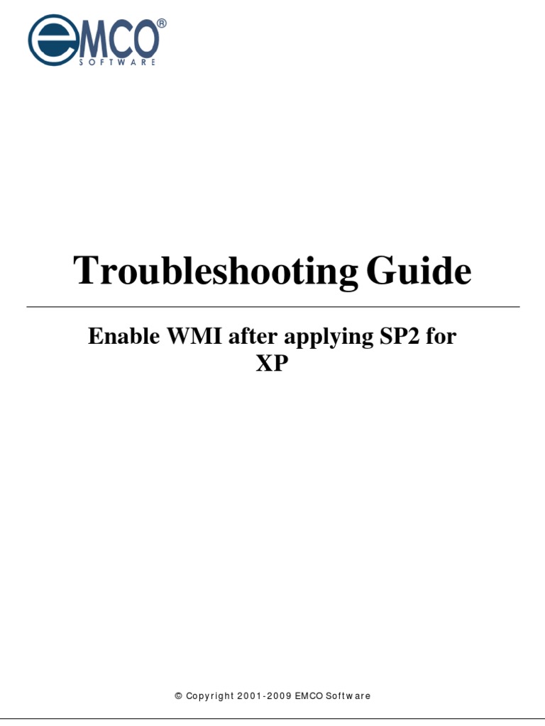 Troubleshooting Guide: Enable WMI After Applying SP2 For XP | PDF ...