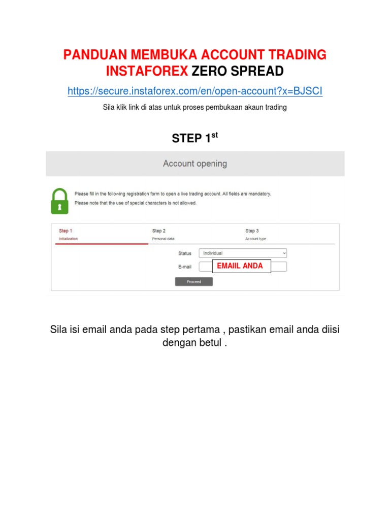 Panduan Membuka Account Trading Instaforex Zero Spread | PDF