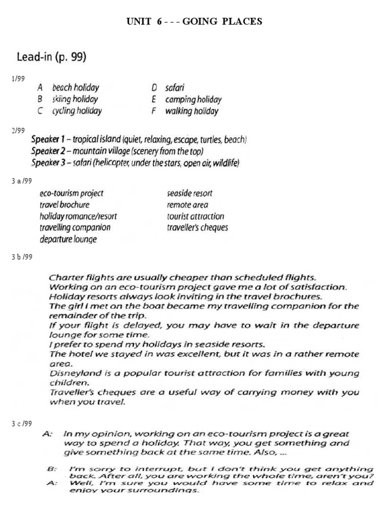 Unit 6 Going Places | PDF