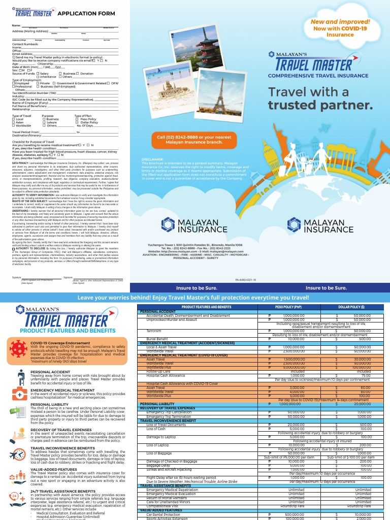New Travel Master Brochure JAN 2021 COVID | PDF | Insurance | Hospital