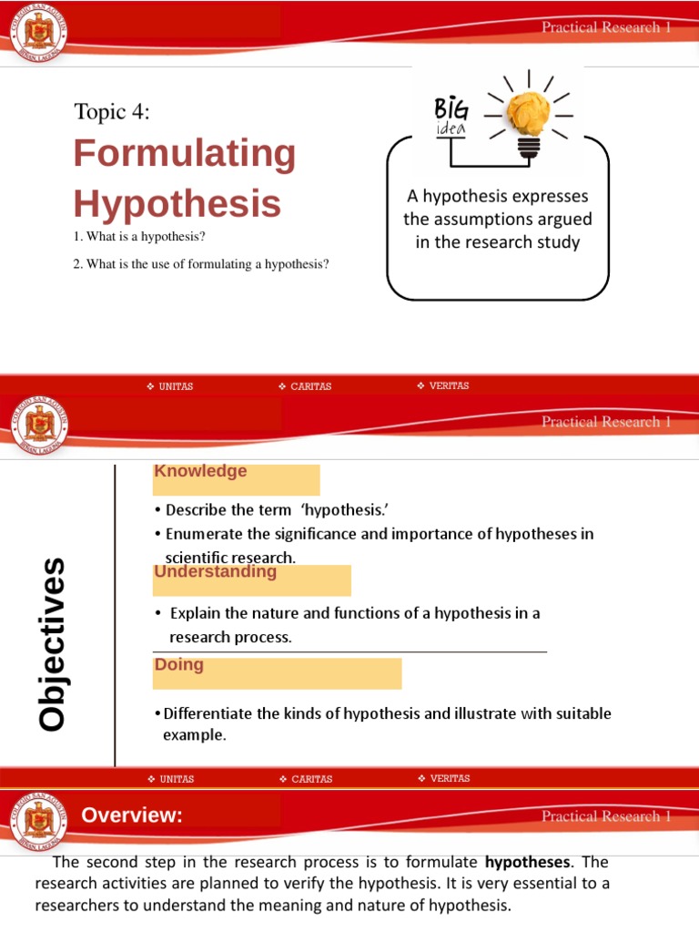 Wk4 Formulating Hypothesis | PDF | Hypothesis | Null Hypothesis Wk4 Formulating Hypothesis | PDF | Hypothesis | Null Hypothesis