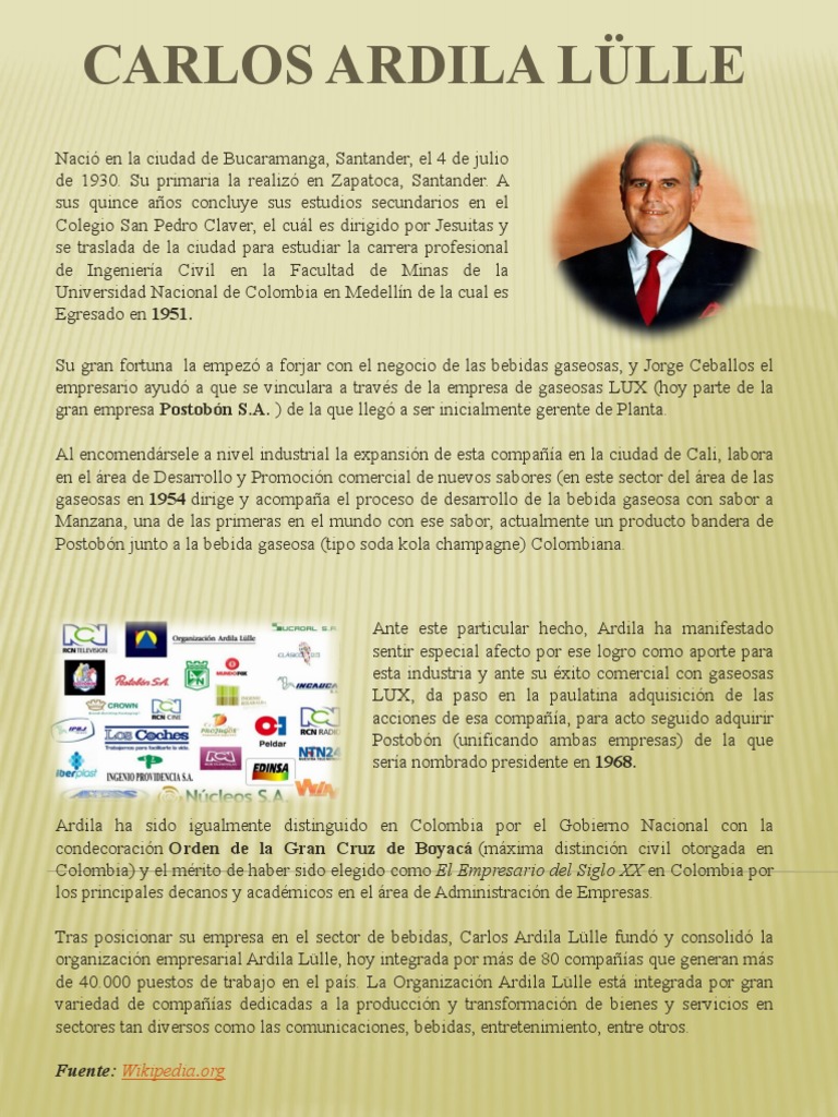 Biografía de Carlos Ardila Lülle | PDF | Economias