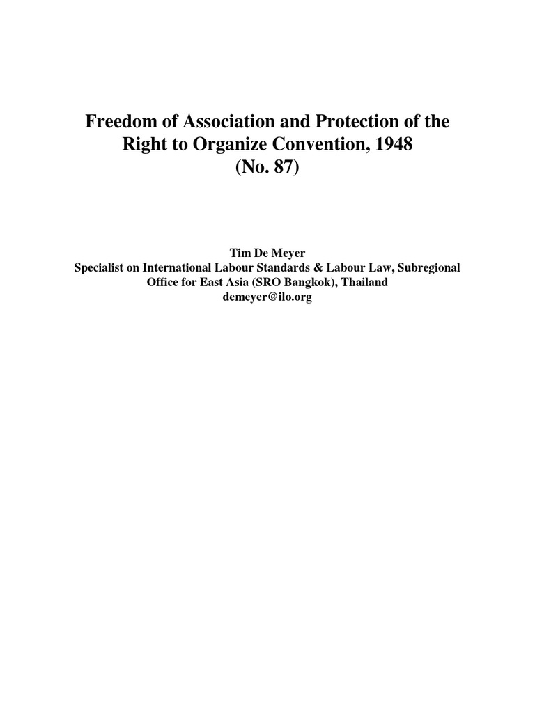 Freedom of Association and Protection of The Right To Organize ...