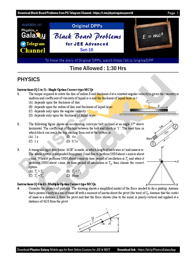 Black Board Problems For JEE Advanced Set-10 | PDF | Force | Physical Sciences