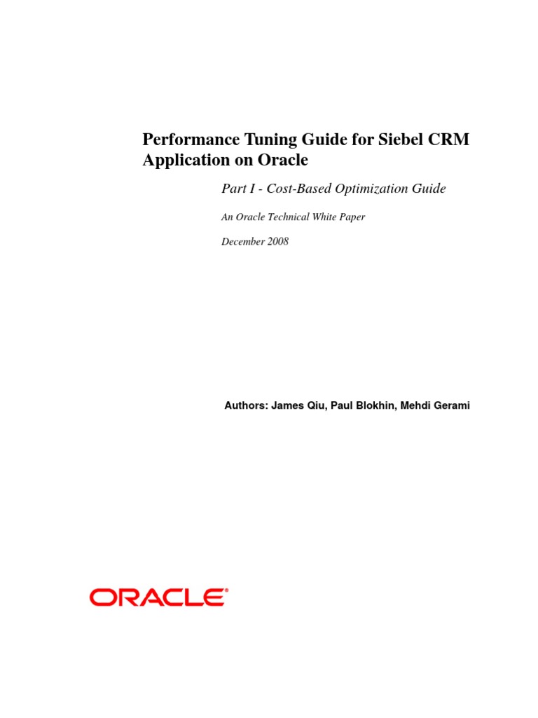 Cost-Based Optimization Guide For Siebel | PDF | Oracle Database | Databases