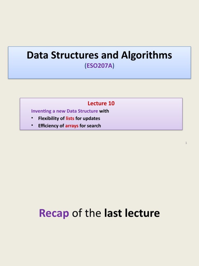 Lecture 10 ESO207 InventingBinarySearchTrees | PDF | Theoretical Computer Science | Algorithms ...
