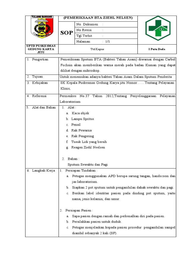 Pemeriksaan Bta Ziehl Nelsen | PDF