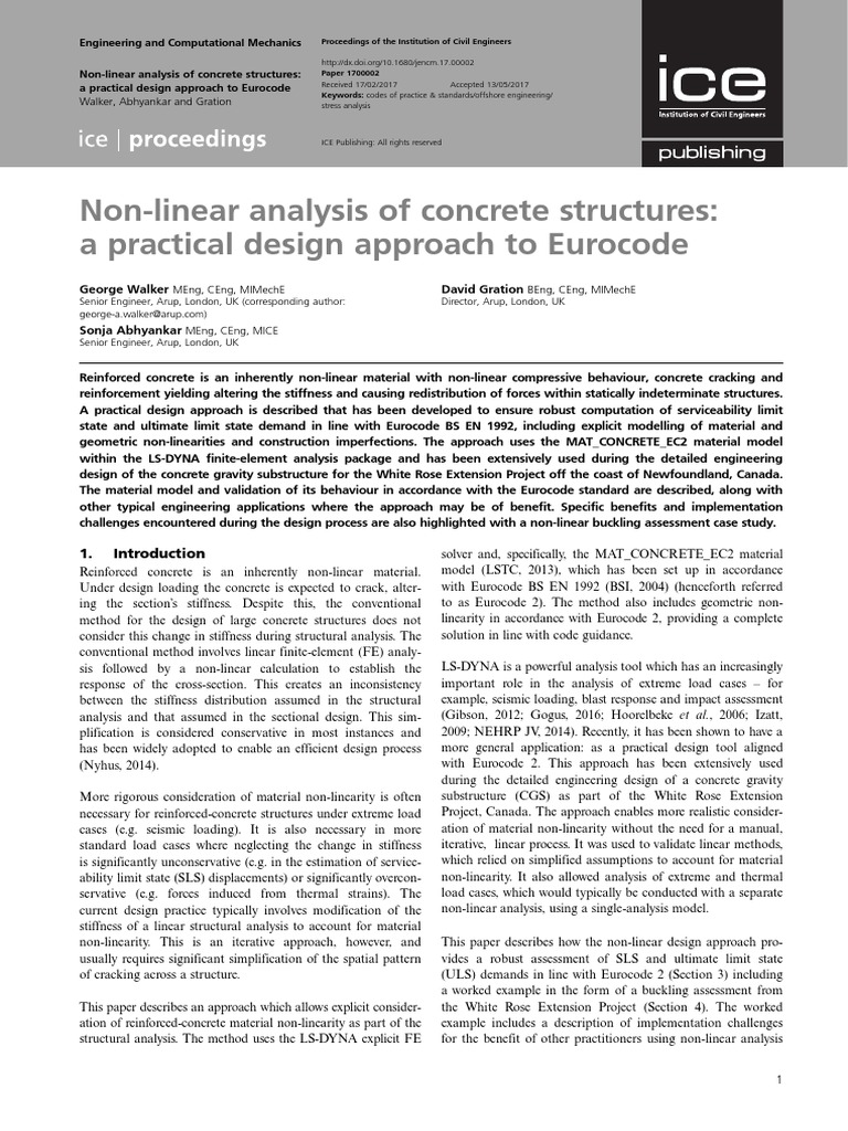 ICE Paper - Nonlinear Finite Element Analysis of Concrete | Download Free PDF | Buckling ...