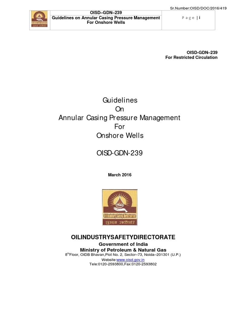 Oisd GDN 239 | PDF | Casing (Borehole) | Risk