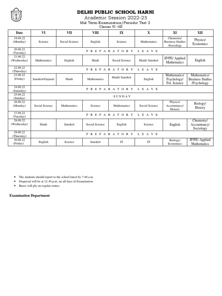 Mid Term and PT2 Schedule 202223 | PDF | Social Sciences | Science