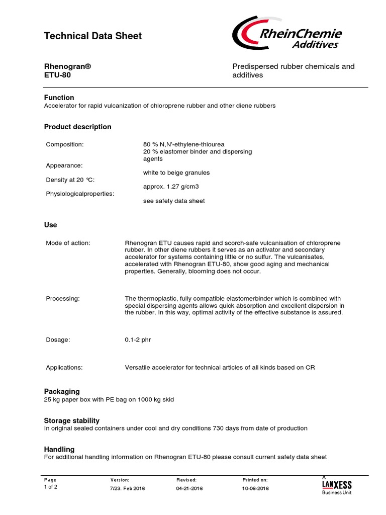 Rhenogran ETU-80 TDS (Multi) | PDF | Materials | Chemistry