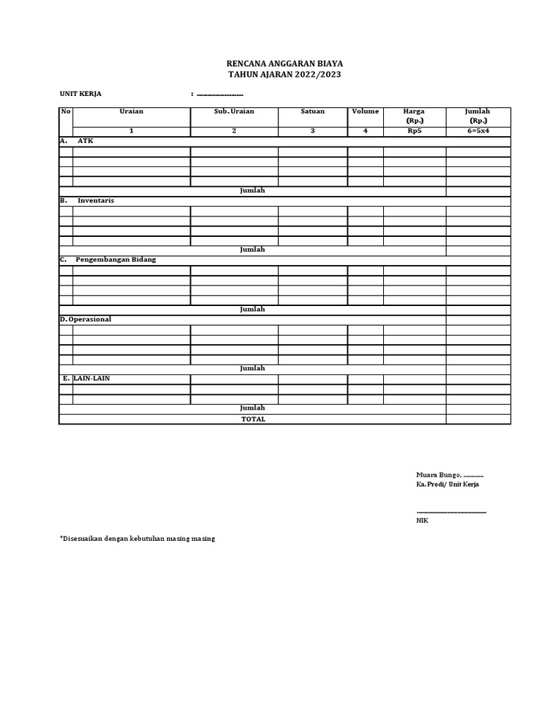 Format RAB 2022-2023 | PDF
